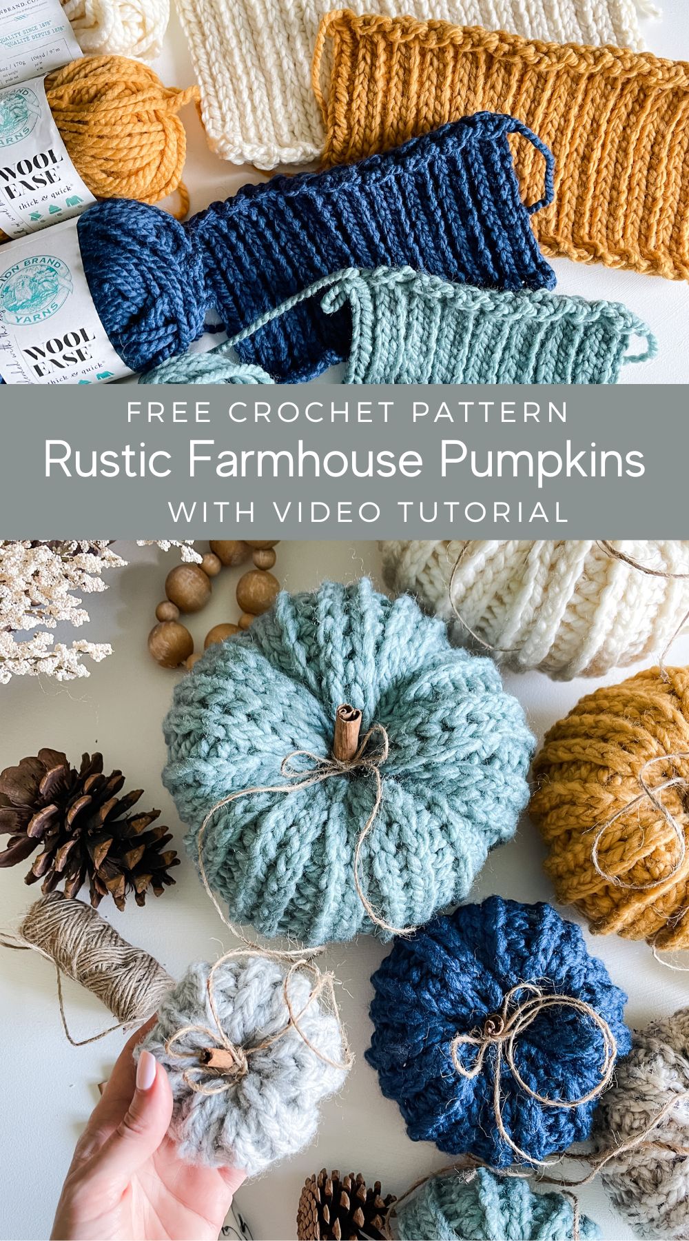How to Crochet Rustic Farmhouse Pumpkins - MJ's off the Hook Designs