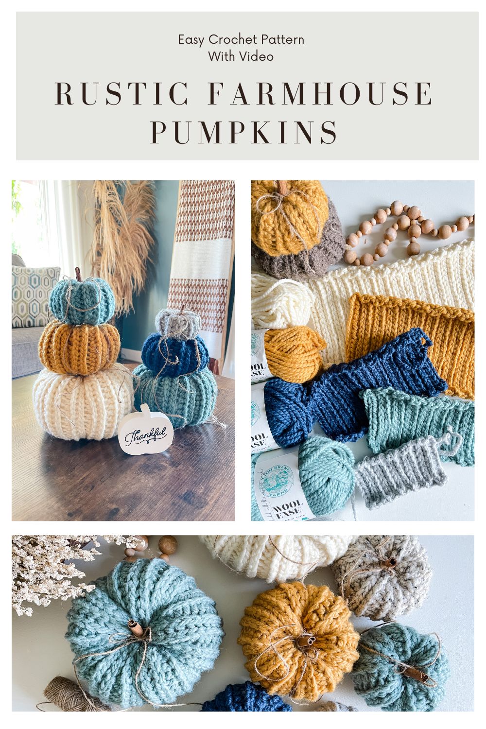 How to Crochet Rustic Farmhouse Pumpkins - MJ's off the Hook Designs