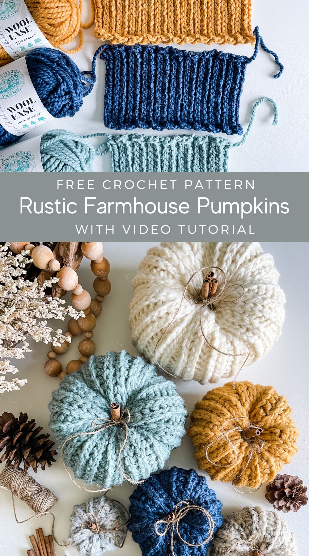 How to Crochet Rustic Farmhouse Pumpkins - MJ's off the Hook Designs