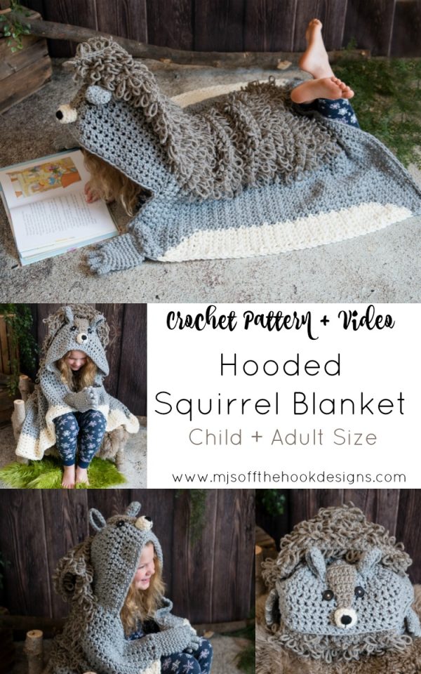 Hooded Woodland Squirrel Blanket - MJ's off the Hook Designs
