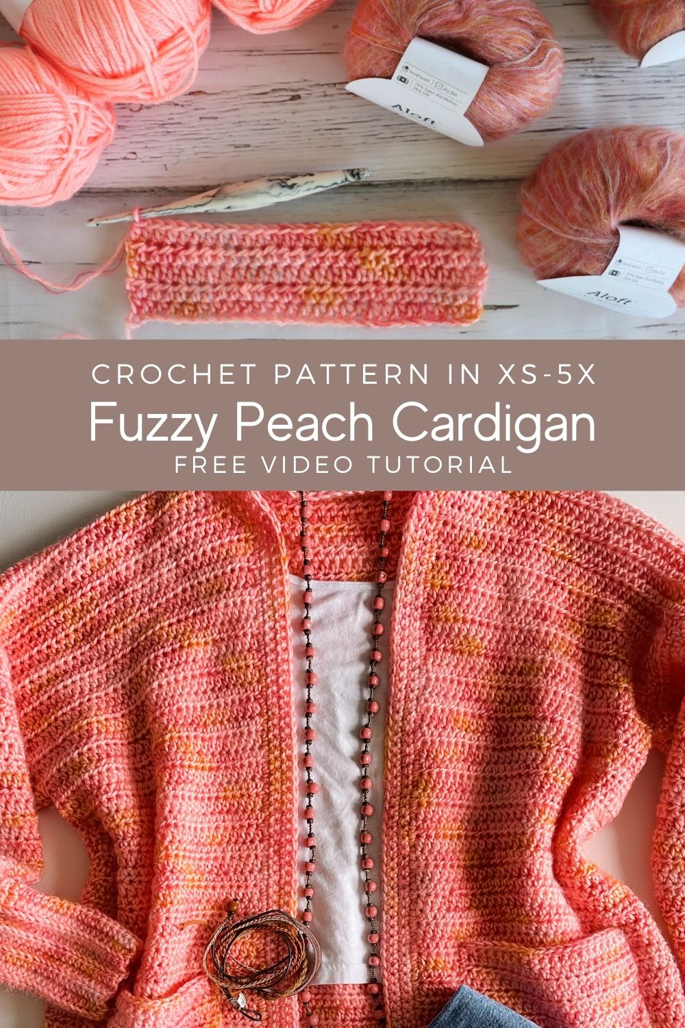 Fuzzy Peach Cardigan - MJ's off the Hook Designs