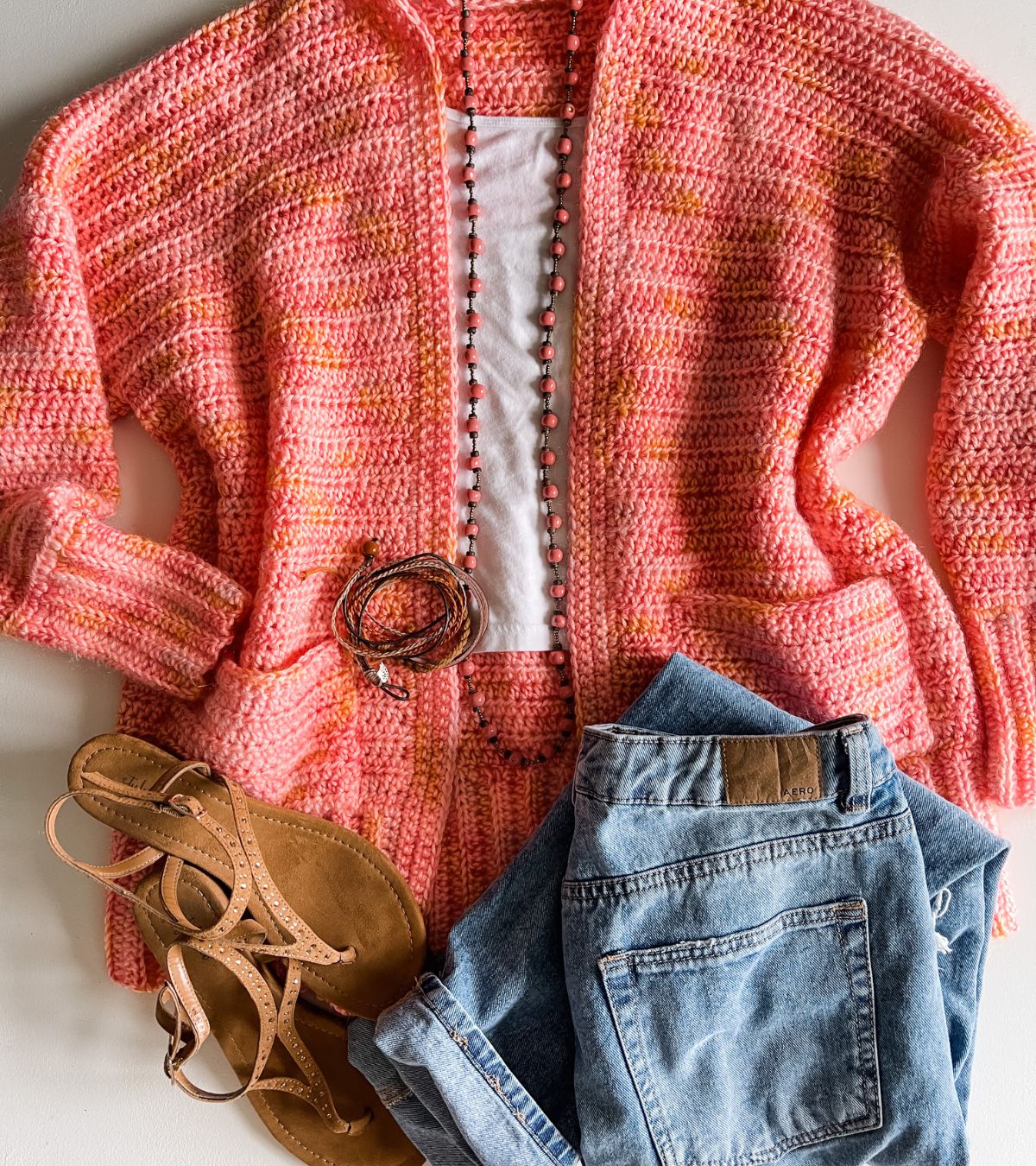 Fuzzy Peach Cardigan - MJ's off the Hook Designs