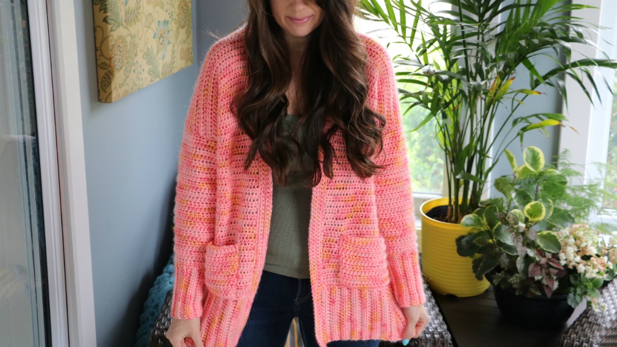 Fuzzy Peach Cardigan - MJ's off the Hook Designs