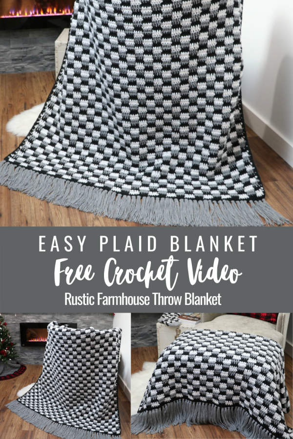 Crochet Rustic Farmhouse Plaid Blanket - MJ's off the Hook Designs