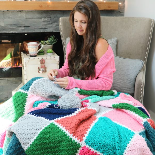 Modern Patchwork Crochet Throw - MJ's off the Hook Designs