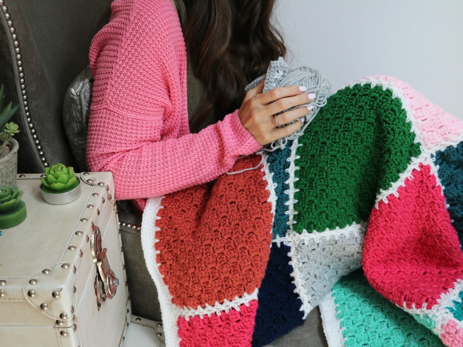 Modern Patchwork Crochet Throw - MJ's off the Hook Designs