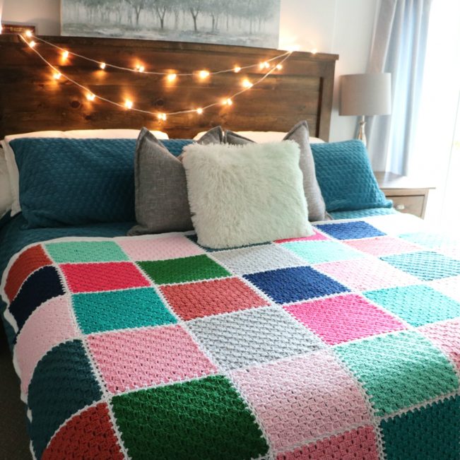 Modern Patchwork Crochet Throw - MJ's off the Hook Designs