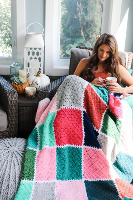 Modern Patchwork Crochet Throw - MJ's off the Hook Designs
