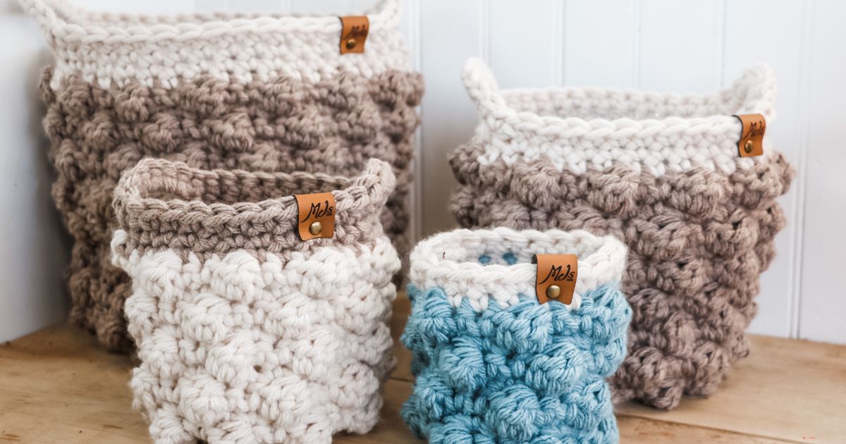 Bobble Stitch Crochet Plant Basket - MJ's off the Hook Designs