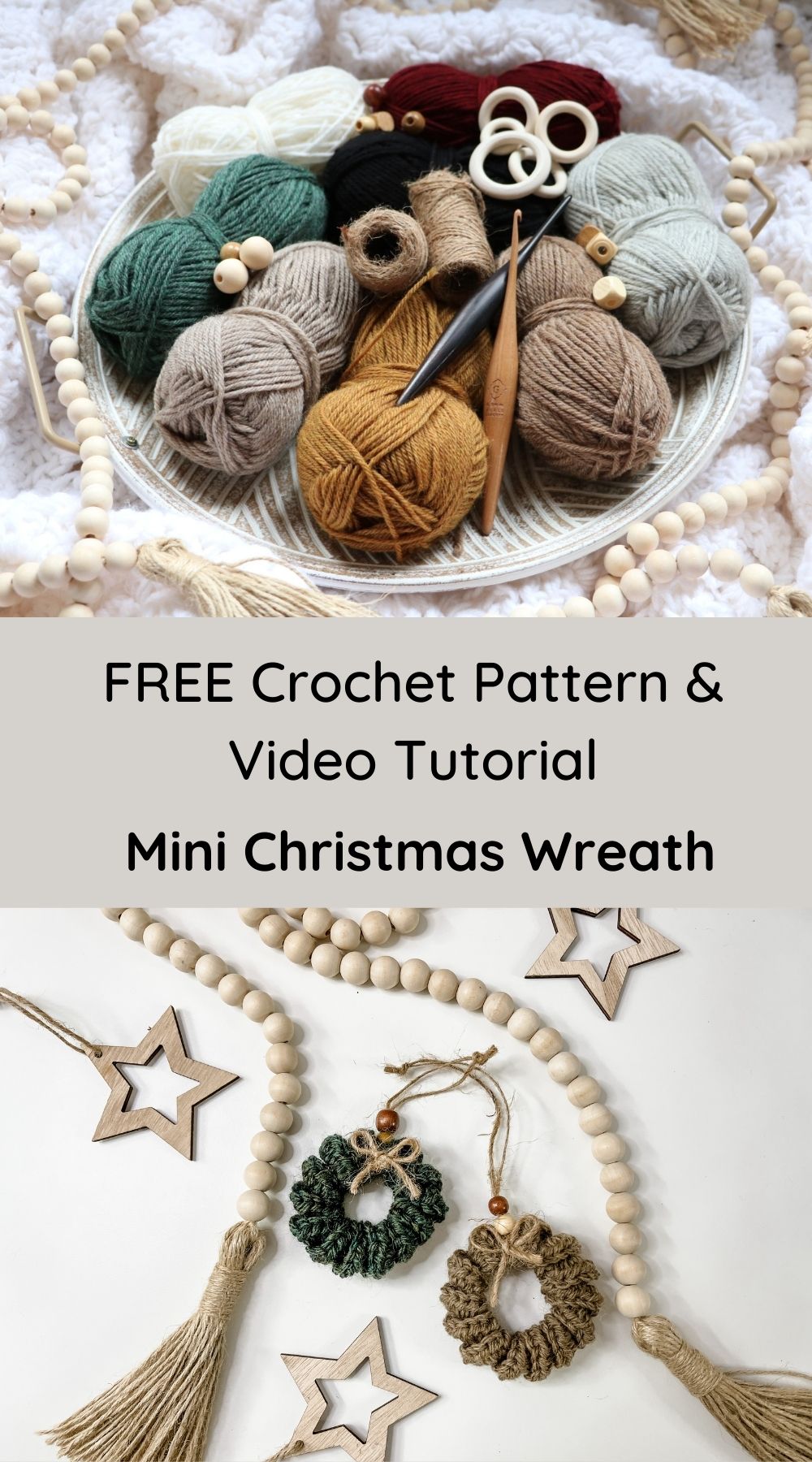 Mini Christmas Wreath - Free Crochet pattern - MJ's off the Hook Designs