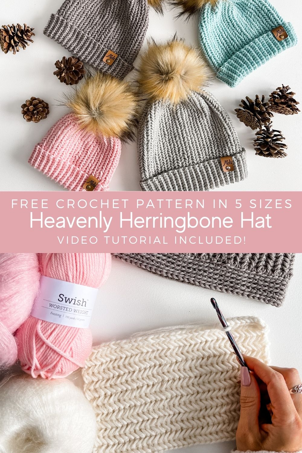 Heavenly Herringbone Hat - Free Crochet Pattern - MJ's off the Hook Designs