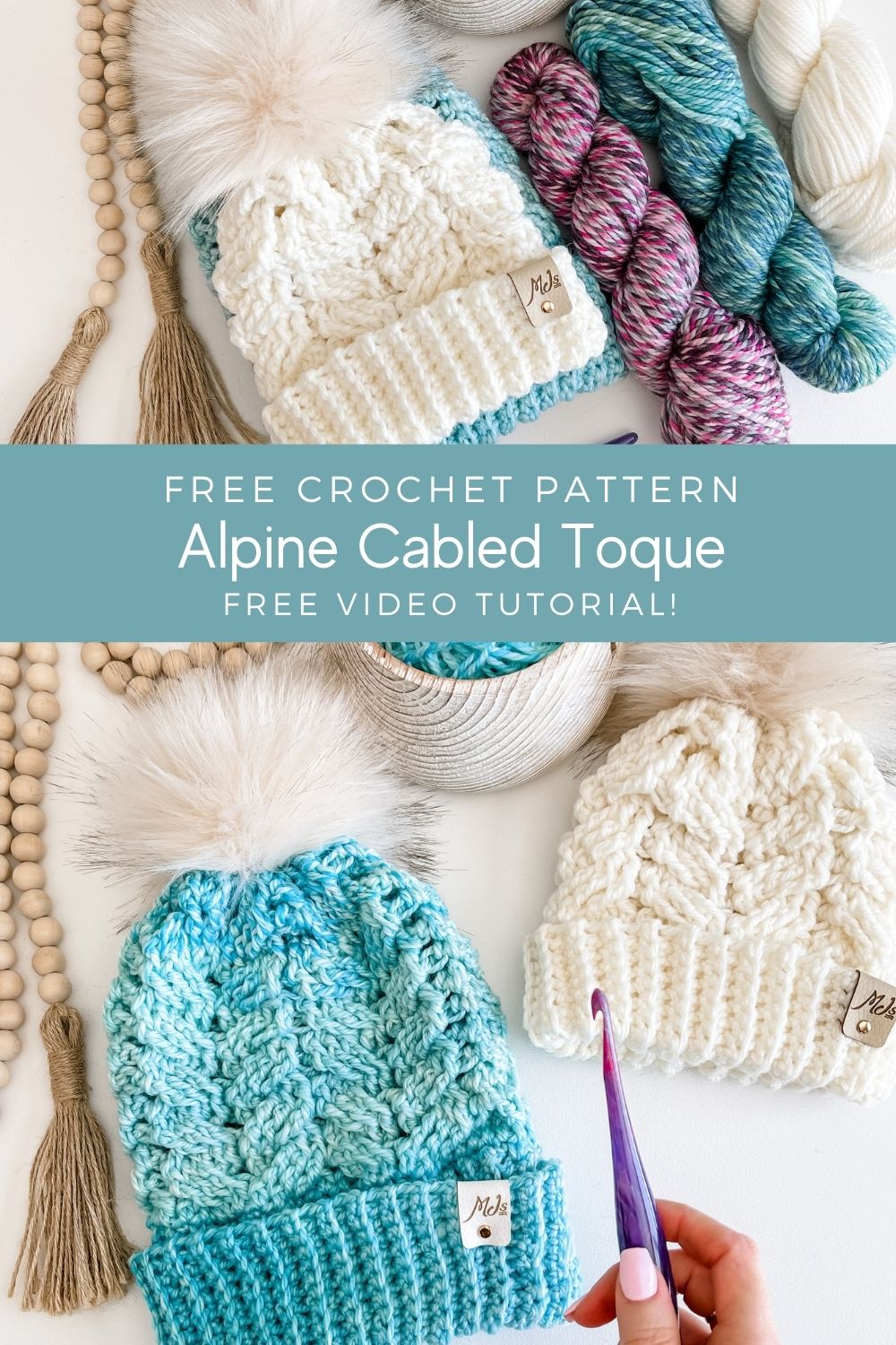 Alpine Crochet Cabled Toque - MJ's off the Hook Designs