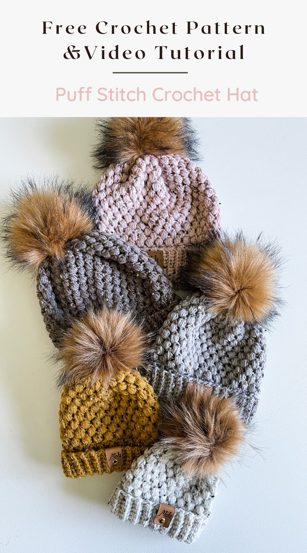 Puff Stitch Crochet Hat Pattern - MJ's off the Hook Designs