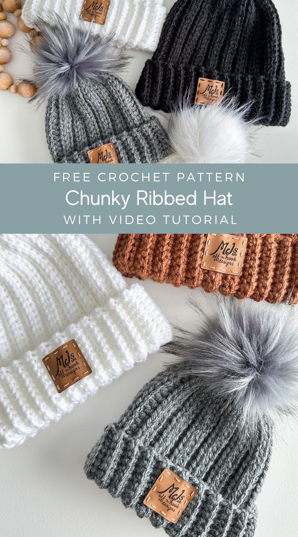 Chunky Ribbed Crochet Hat - MJ's off the Hook Designs
