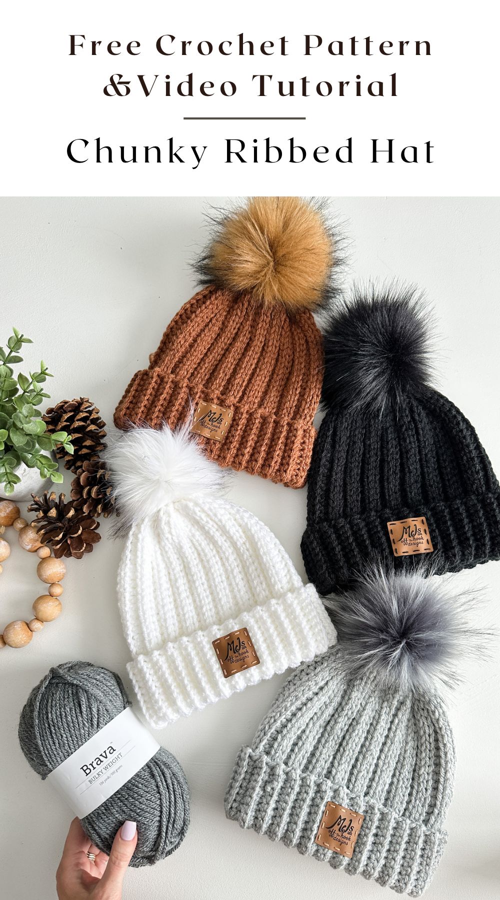 Chunky Ribbed Crochet Hat - MJ's off the Hook Designs