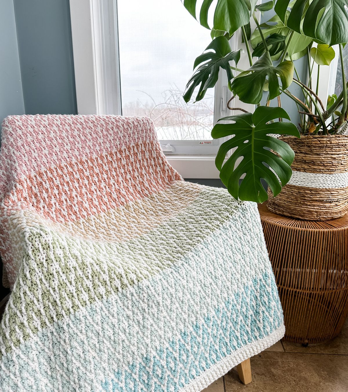 Rainbow Hugs Mosaic Crochet Blanket - MJ's off the Hook Designs