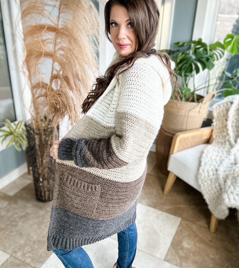 Crochet Colour Block Cardigan - MJ's off the Hook Designs