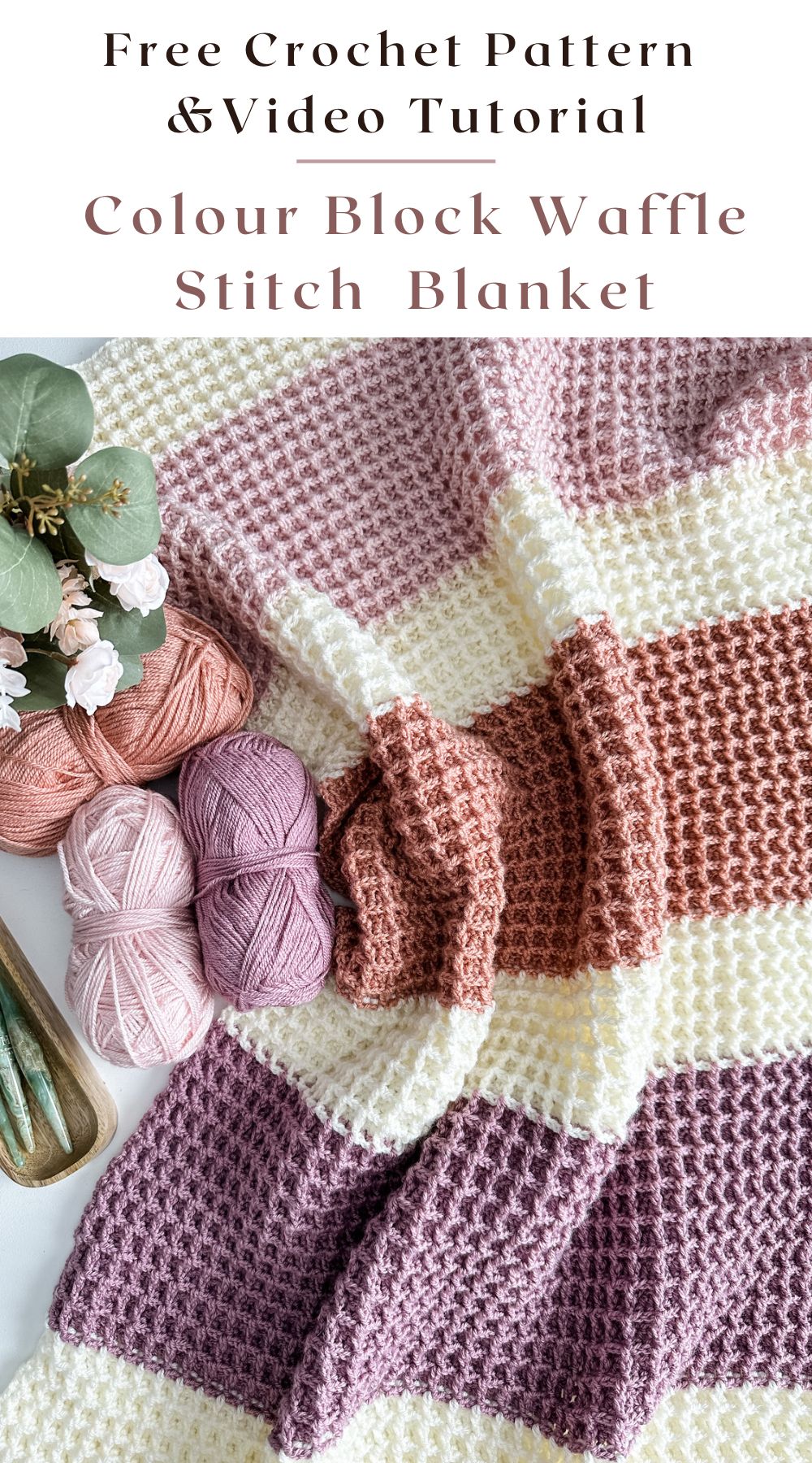 Waffle Stitch Crochet Blanket - MJ's off the Hook Designs