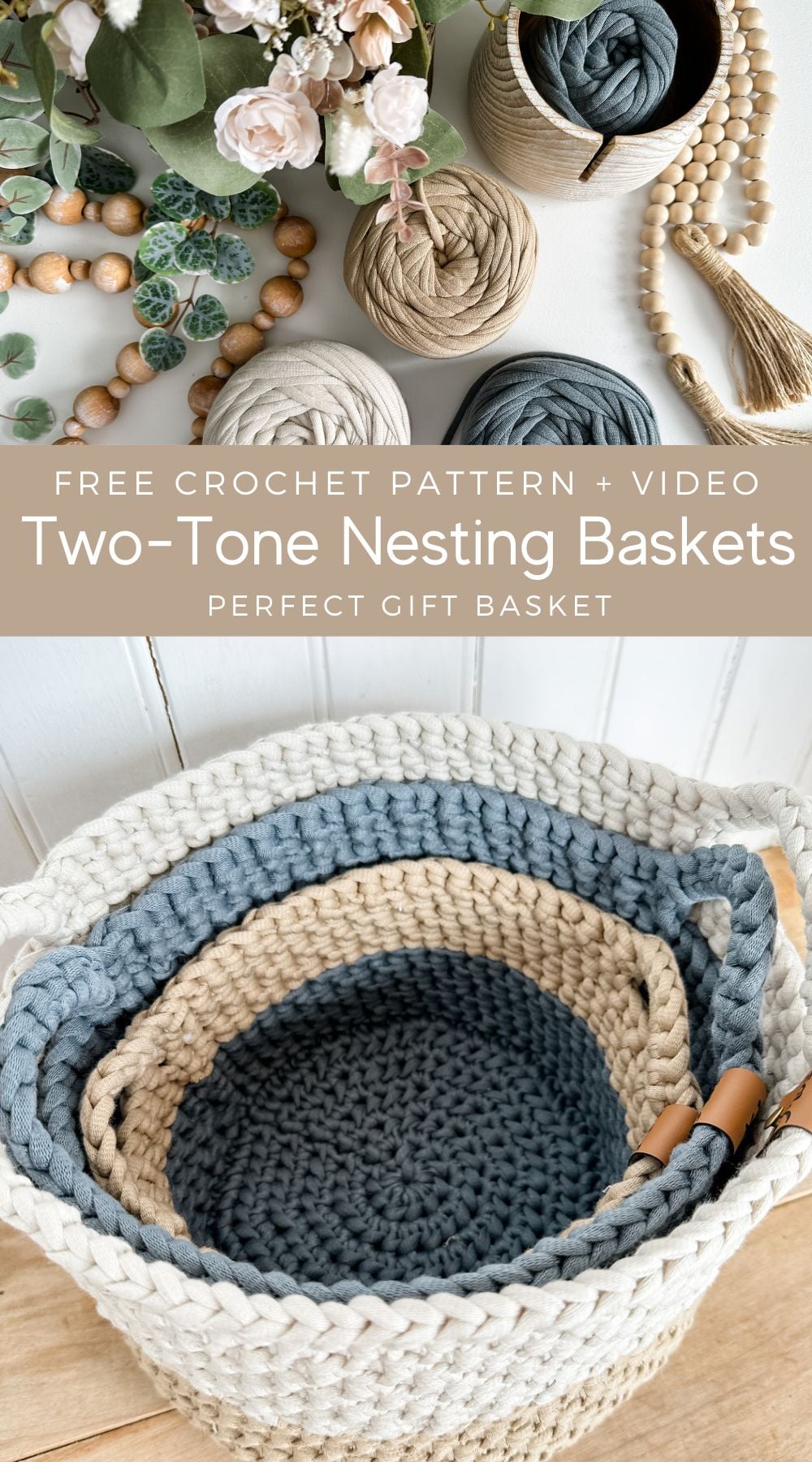 Two-Toned Crochet Nesting Baskets - MJ's off the Hook Designs