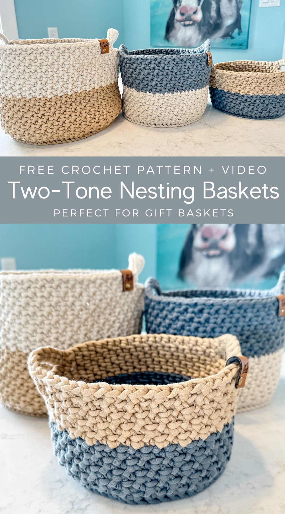 Two-Toned Crochet Nesting Baskets - MJ's off the Hook Designs