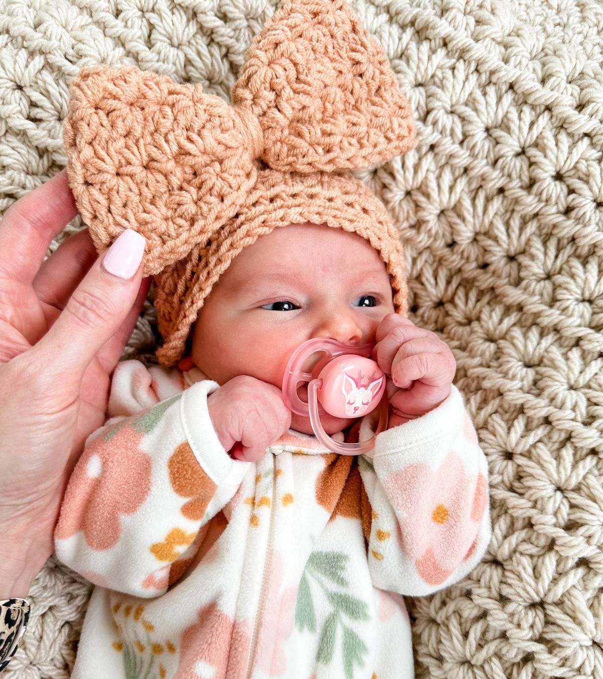 Star Stitch Crochet Baby Hat - MJ's off the Hook Designs