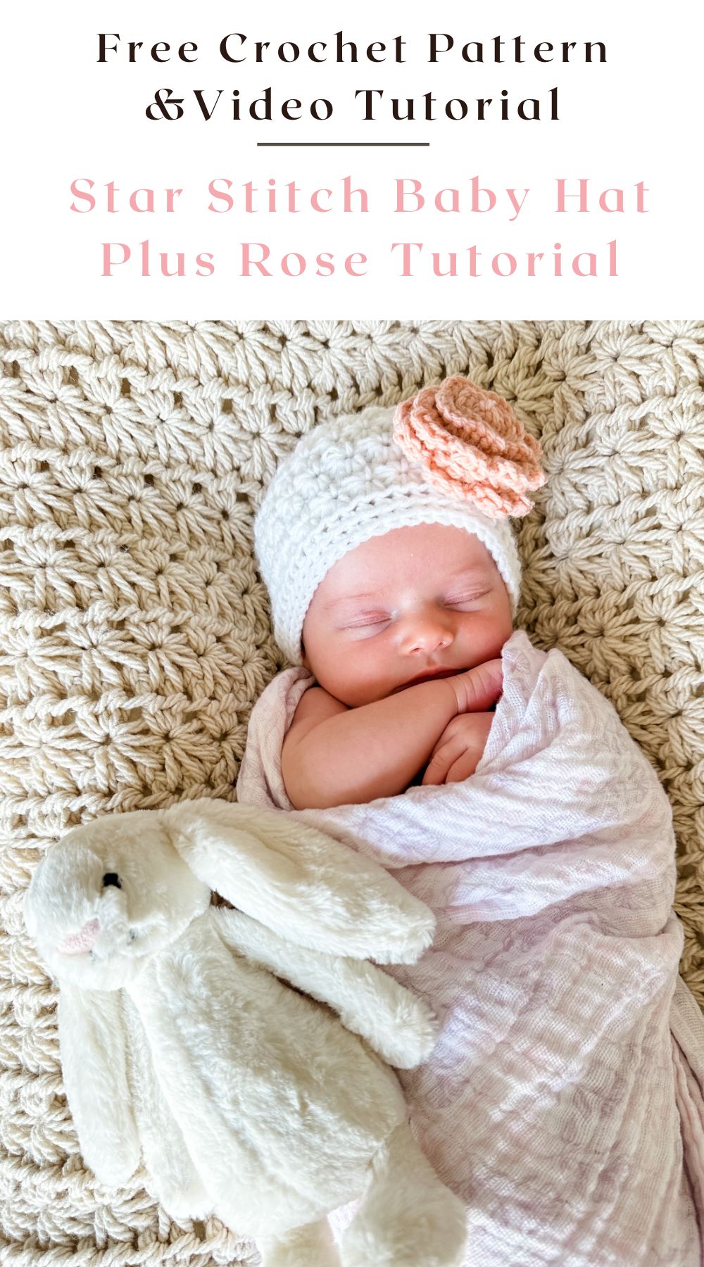 Star Stitch Crochet Baby Hat - MJ's off the Hook Designs