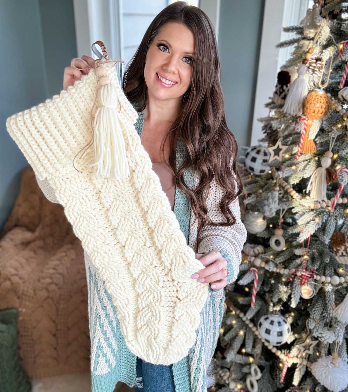 The Best Cabled Stocking Crochet Pattern for Holidays