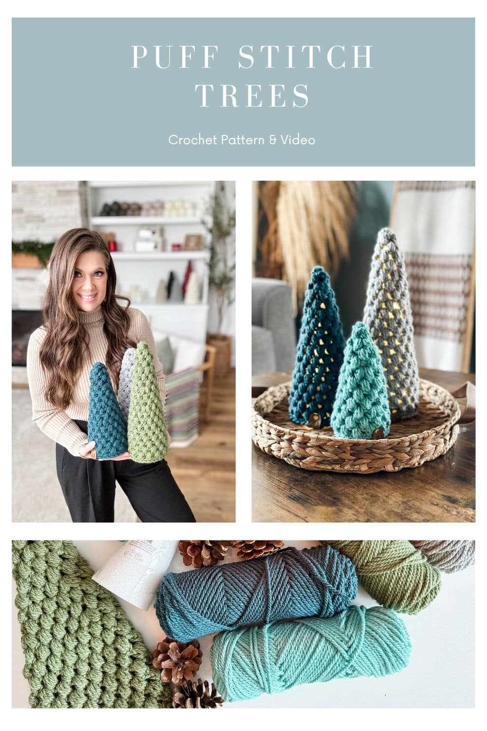 Puff Stitch Crochet Trees - MJ's off the Hook Designs