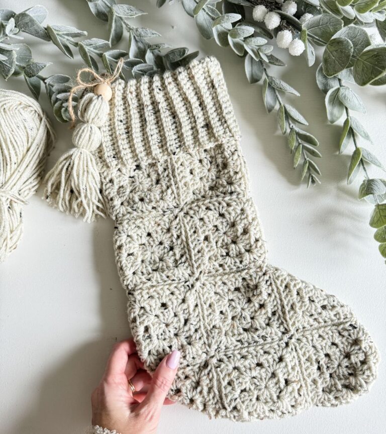 Learn How to Crochet a Christmas Stocking with Granny Squares