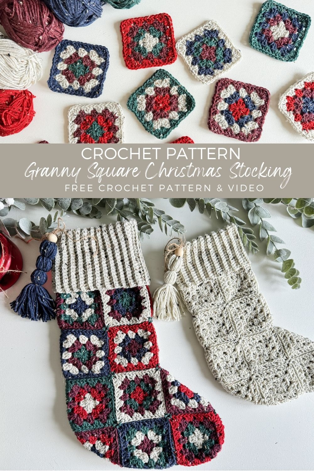 Learn How to Crochet a Christmas Stocking with Granny Squares