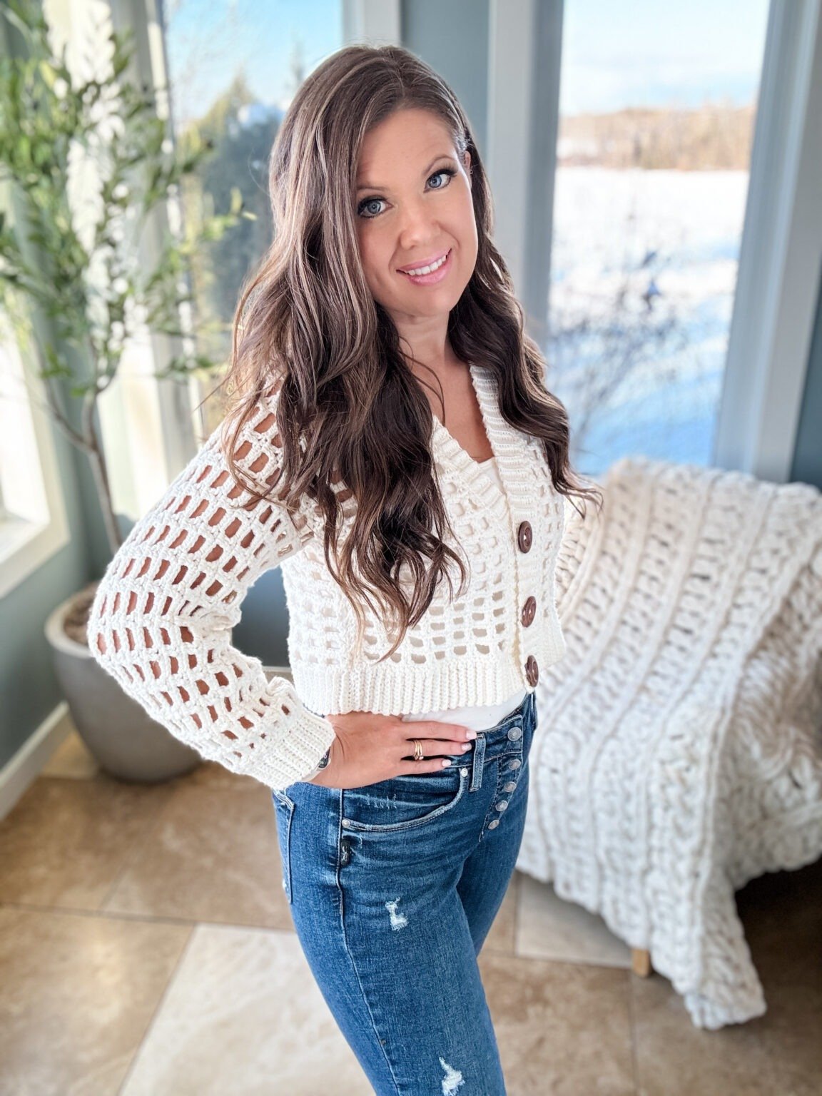 Free Pattern For Crochet Cardigan- Peek A Boo Cardigan - MJ's off the ...