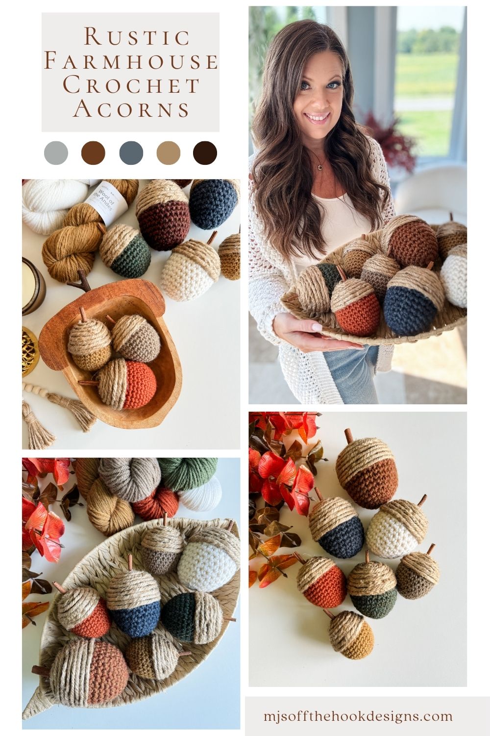 Crochet Acorns: Charming Rustic Farmhouse Decor - MJ's off the Hook Designs