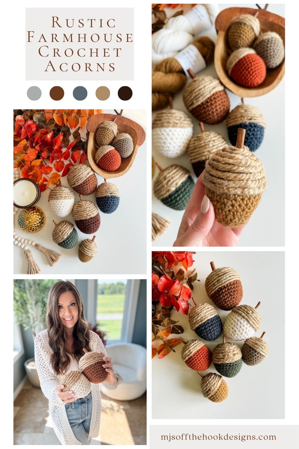 Crochet Acorns: Charming Rustic Farmhouse Decor - MJ's off the Hook Designs