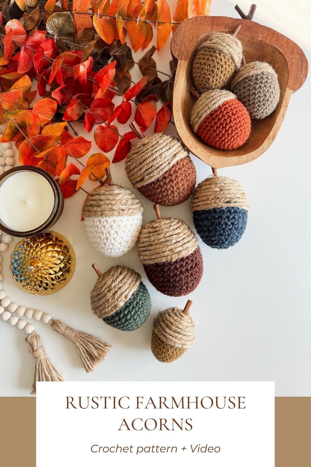 Crochet Acorns: Charming Rustic Farmhouse Decor - MJ's off the Hook Designs