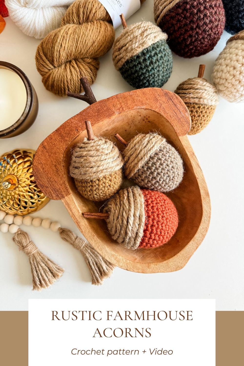 Crochet Acorns: Charming Rustic Farmhouse Decor - MJ's off the Hook Designs