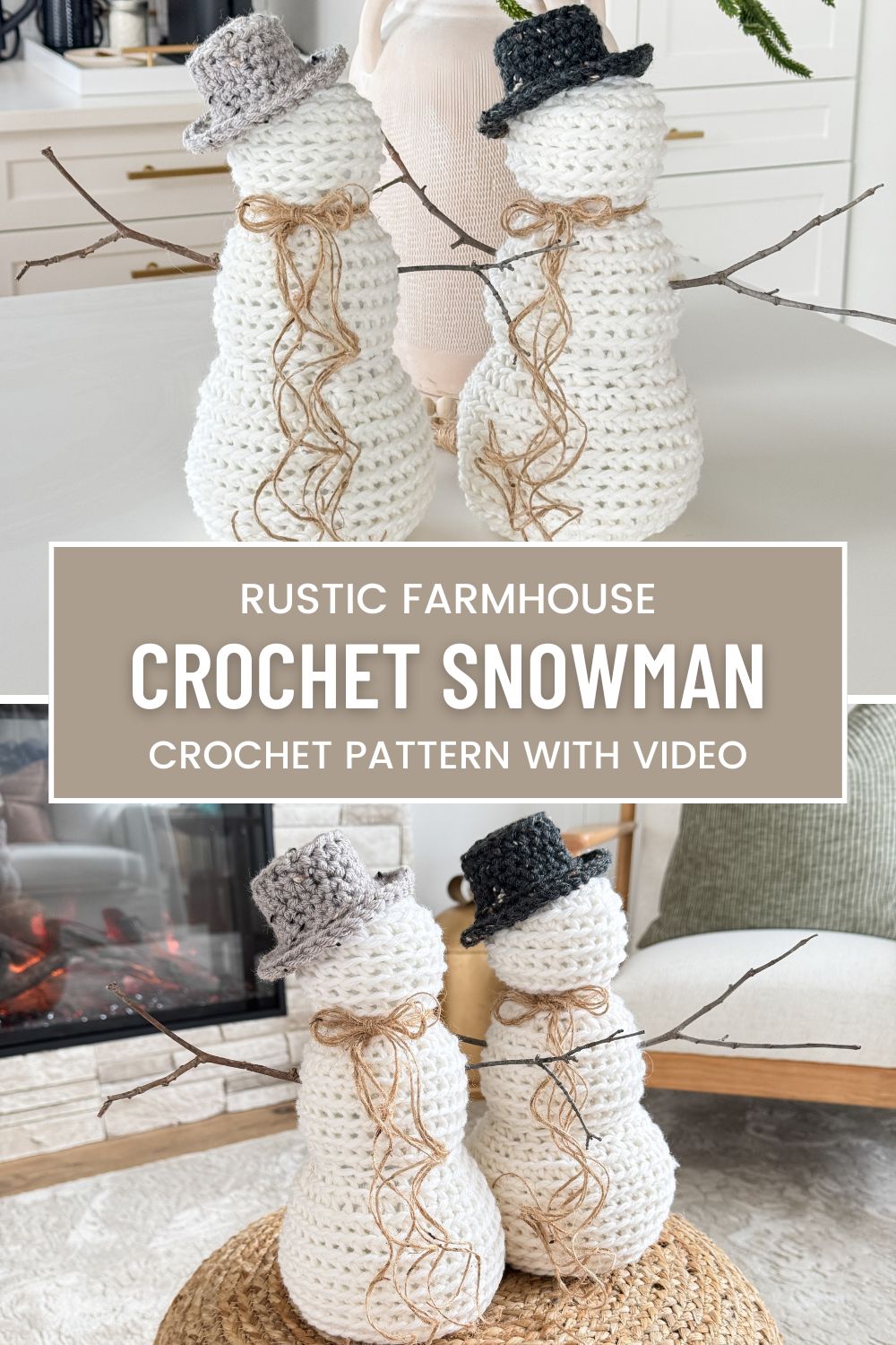 Free Easy Crochet Snowman Pattern: Rustic Farmhouse Snowman - MJ's off ...