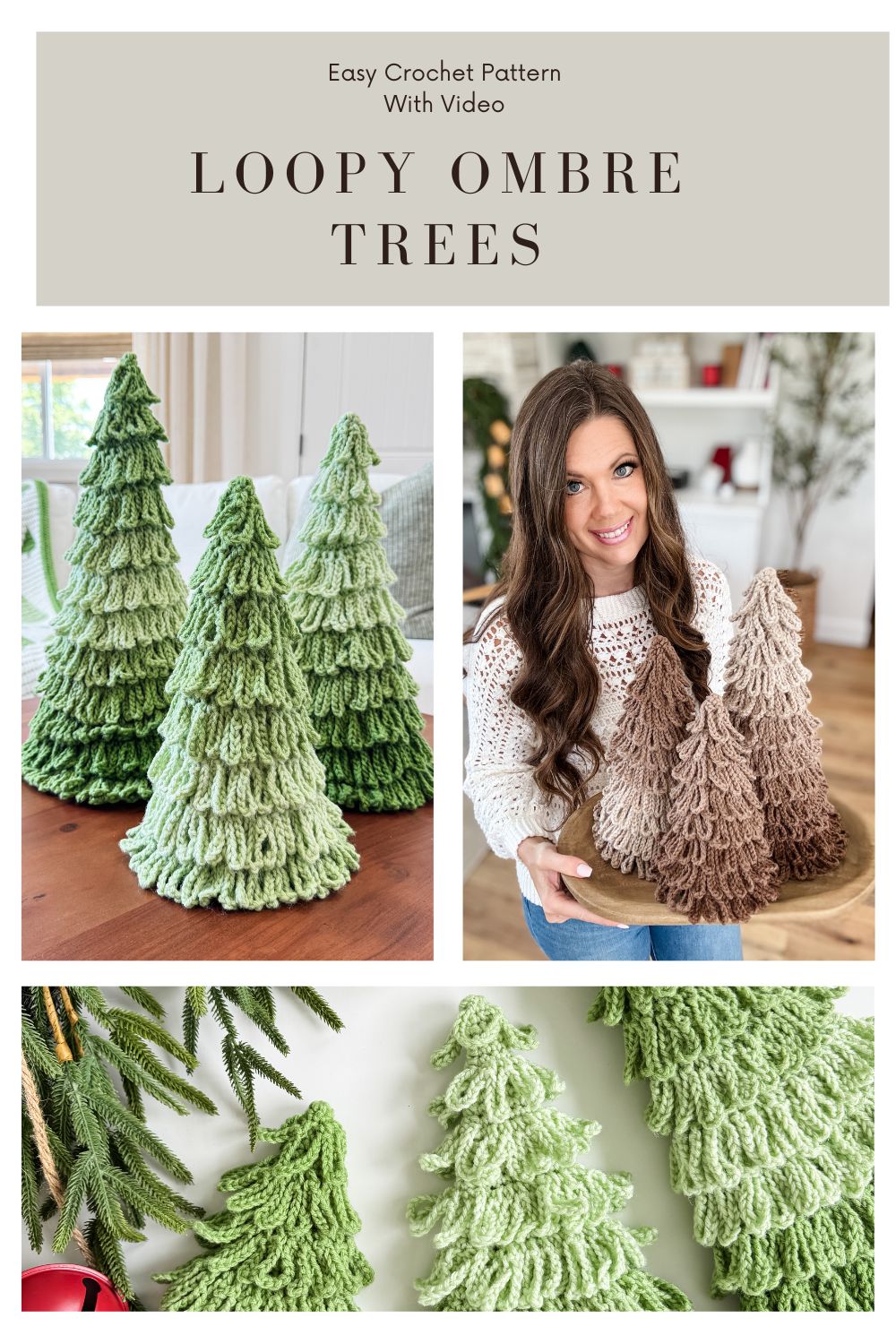 Easy Ombre Loopy Crochet Trees: Modern Crochet Decor - MJ's off the ...
