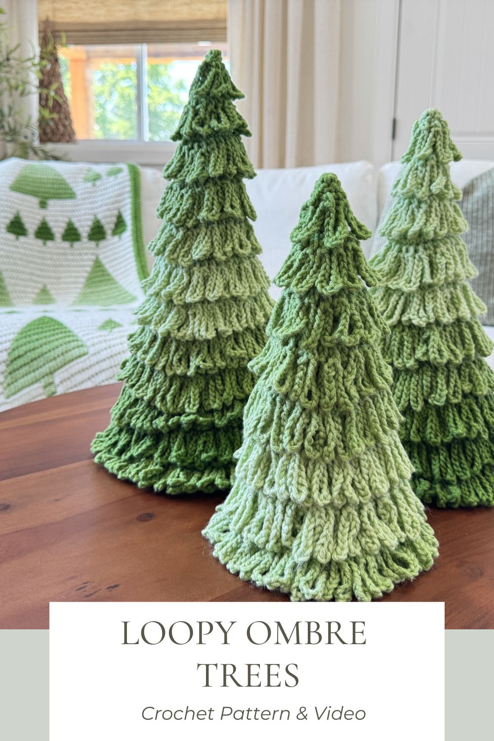 Easy Ombre Loopy Crochet Trees: Modern Crochet Decor - MJ's off the ...
