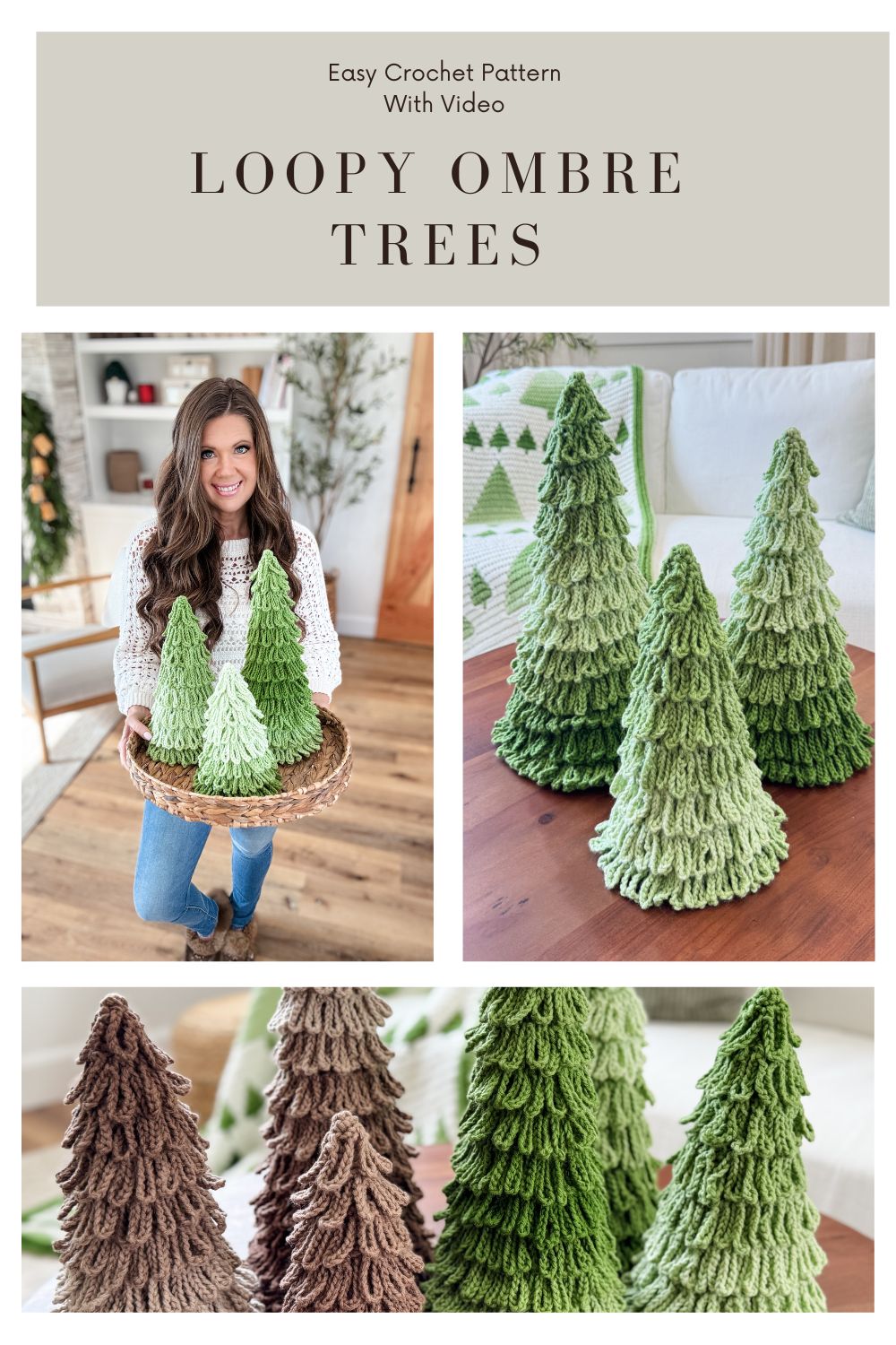Easy Ombre Loopy Crochet Trees: Modern Crochet Decor - MJ's off the ...