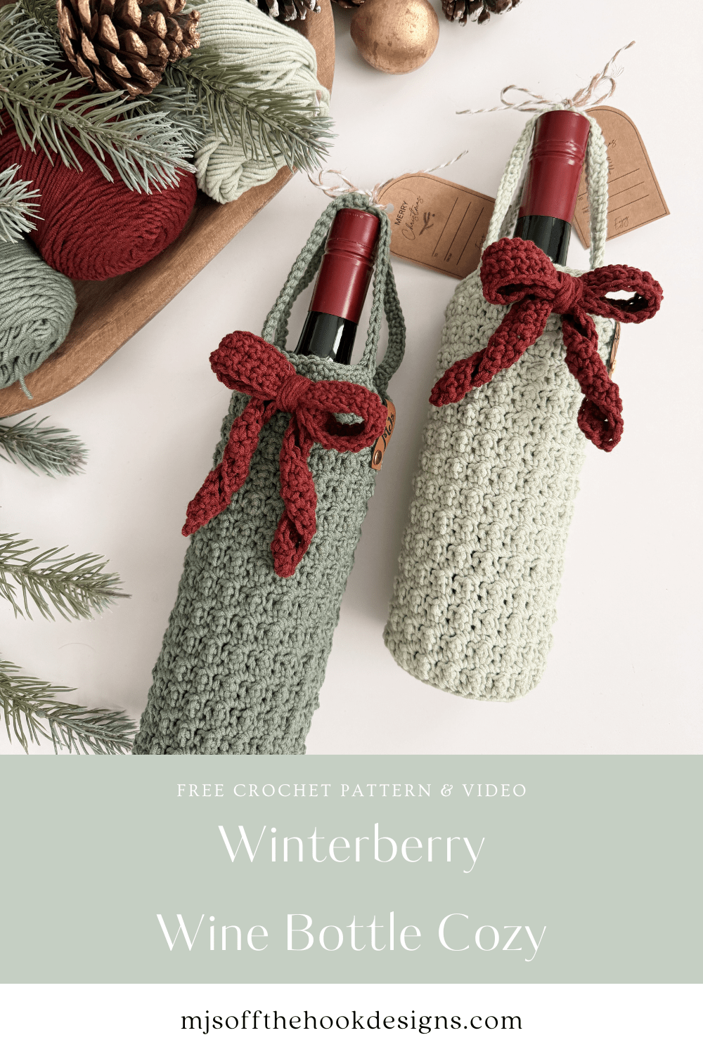 Winterberry Wine Cozy Free Crochet Pattern - MJ's off the Hook Designs