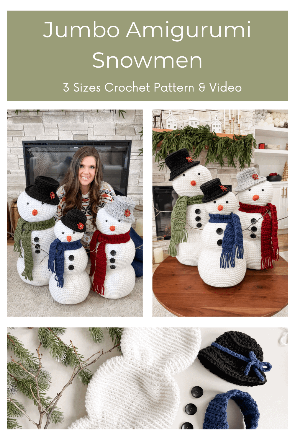 Jumbo Crochet Snowman Family: Easy Free Pattern - MJ's off the Hook Designs