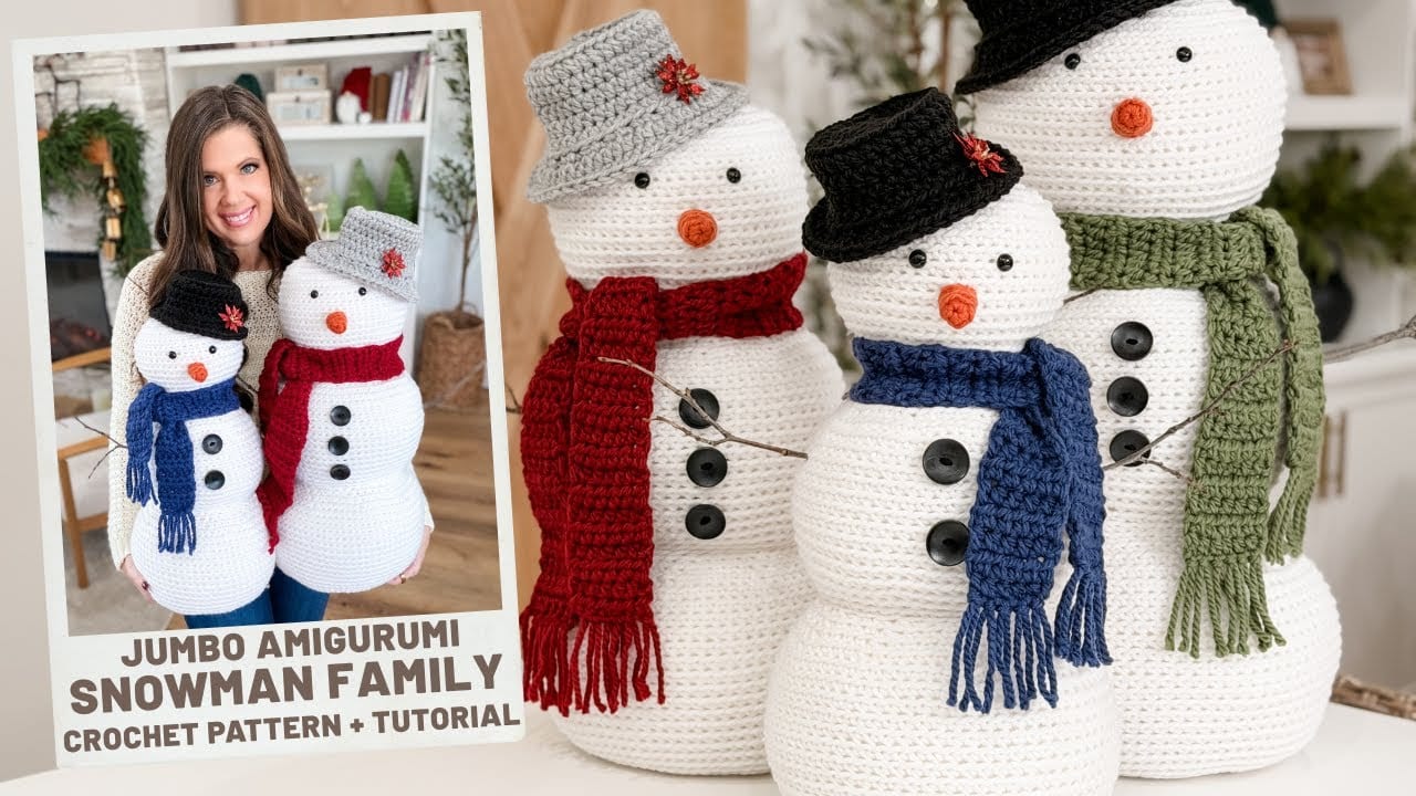 Jumbo Crochet Snowman Family: Easy Free Pattern - MJ's off the Hook Designs