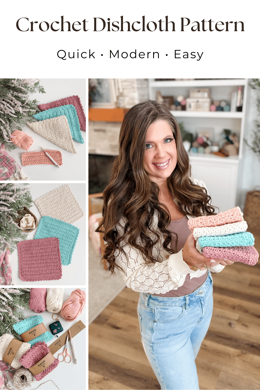 Easy Crochet Star Stitch Dishcloth Free Pattern - MJ's off the Hook Designs