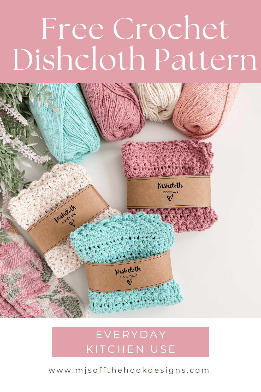 Easy Crochet Star Stitch Dishcloth Free Pattern - MJ's off the Hook Designs