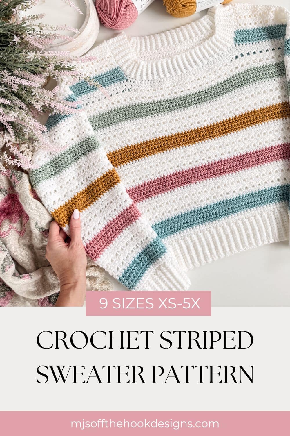 Free Sweater Crochet Pattern: XS to 5X Sizes Available - MJ's off the ...