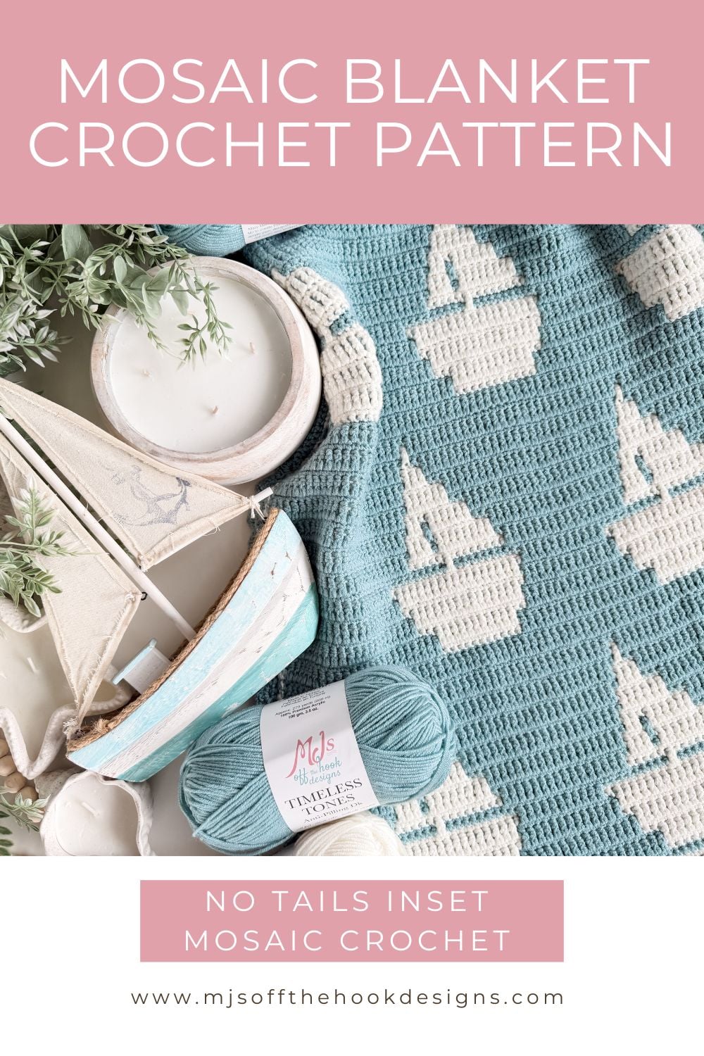 Reversible Mosaic Crochet Blanket (No Tails): Sail Boat Blanket - MJ's ...